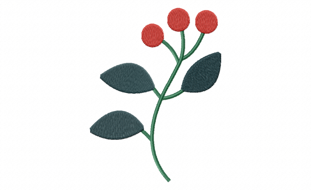 Winter Foliage Berry Stitched Embroidery Design – Daily Embroidery