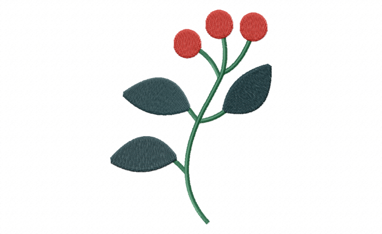 Winter Foliage Berry Stitched Embroidery Design – Daily Embroidery