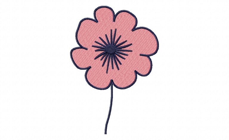 Simple Flower Drawing Stitched Embroidery Design – Daily Embroidery