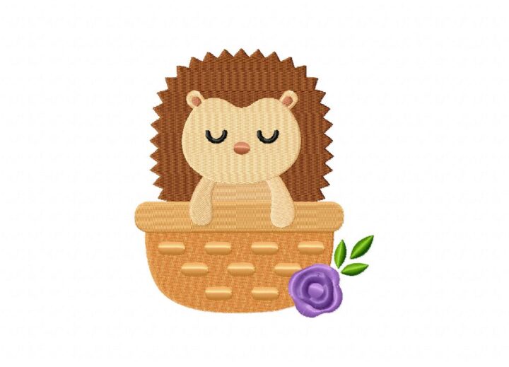 Hedgehog Basket Stitched Embroidery Design – Daily Embroidery