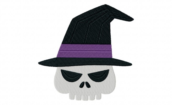 Witch Skull Stitched Embroidery Design – Daily Embroidery