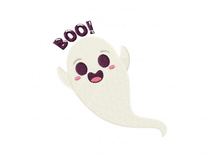 Cute Boo Ghost Stitched Embroidery Design – Daily Embroidery