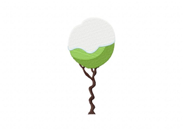 Round Snow Tree Stitched Embroidery Design – Daily Embroidery