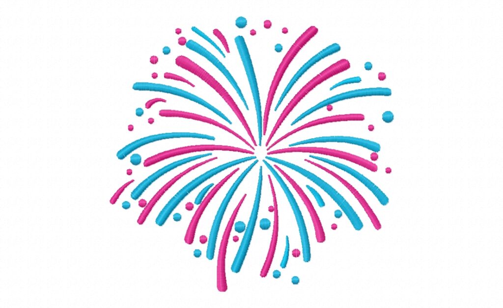 Pink Blue Firework Stitched Embroidery Design – Daily Embroidery