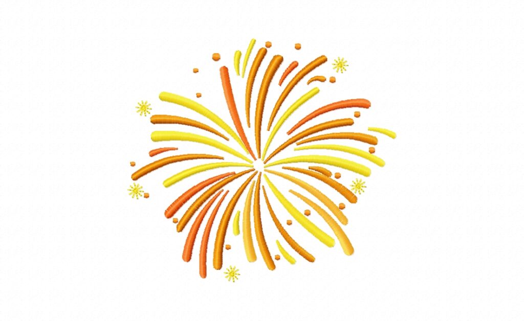Festive Fireworks Stitched Embroidery Design – Daily Embroidery