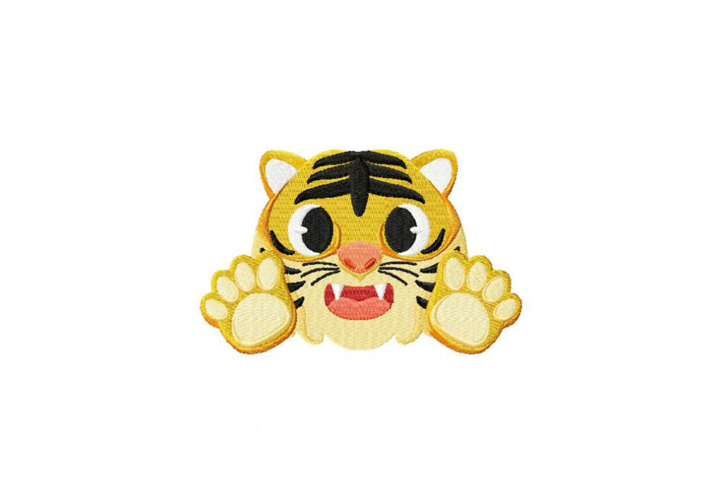 Surprised Tiger Stitched Embroidery Design – Daily Embroidery