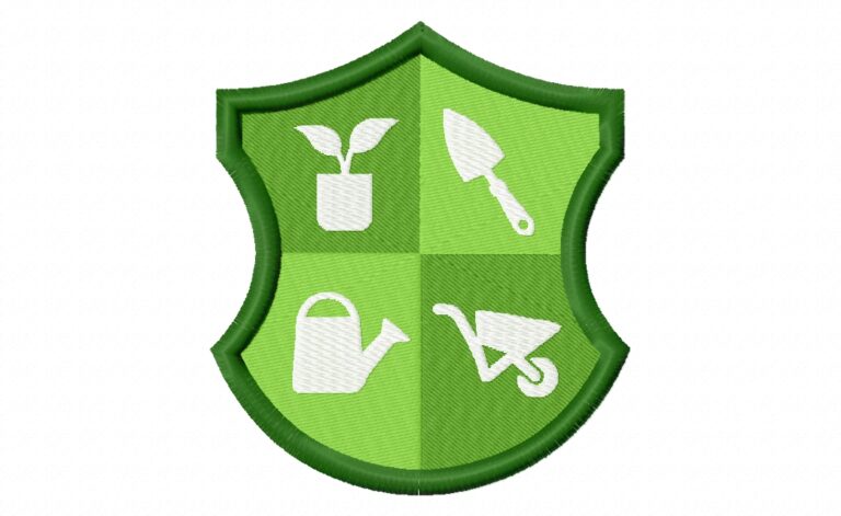Gardening Emblem Stitched Embroidery Design – Daily Embroidery